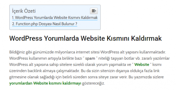 Wordpress Yazılara İçindekiler Tablosu Nasıl Eklenir ? – Sercih